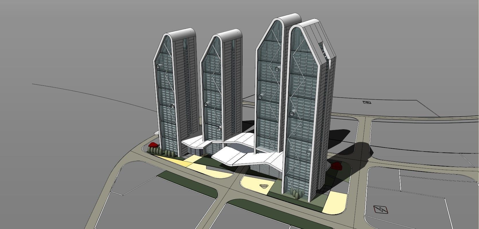 SU model of modern high-rise office building 3D model | CGTrader