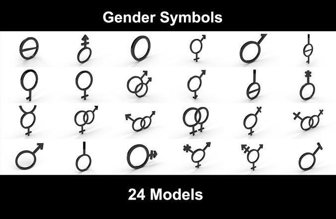 3D Model Collection Gender Symbols - 24 Models VR / AR / low-poly ...