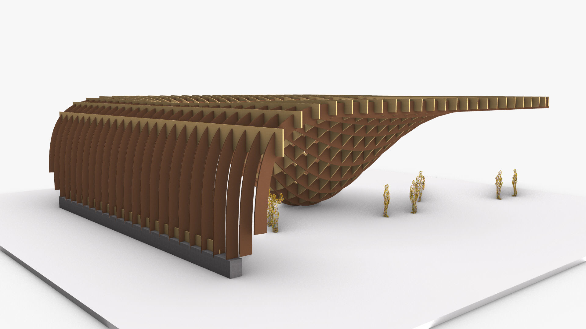 Parabolic Pergola Wooden Structure 3D model | CGTrader