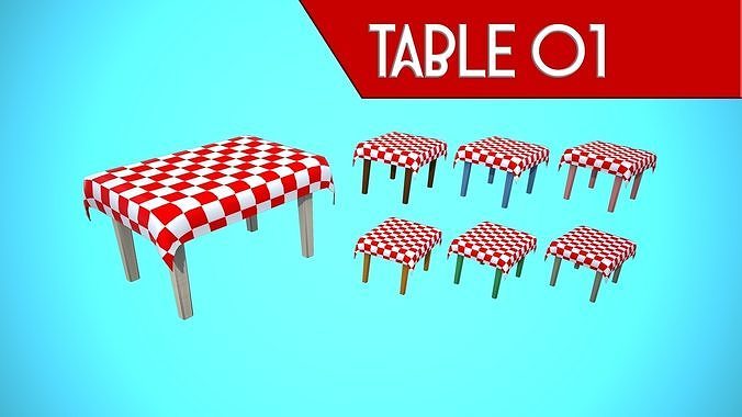 3D model TABLE 01 TABLECLOTH FURNITURE CARTOON STYLIZED VR / AR / low ...