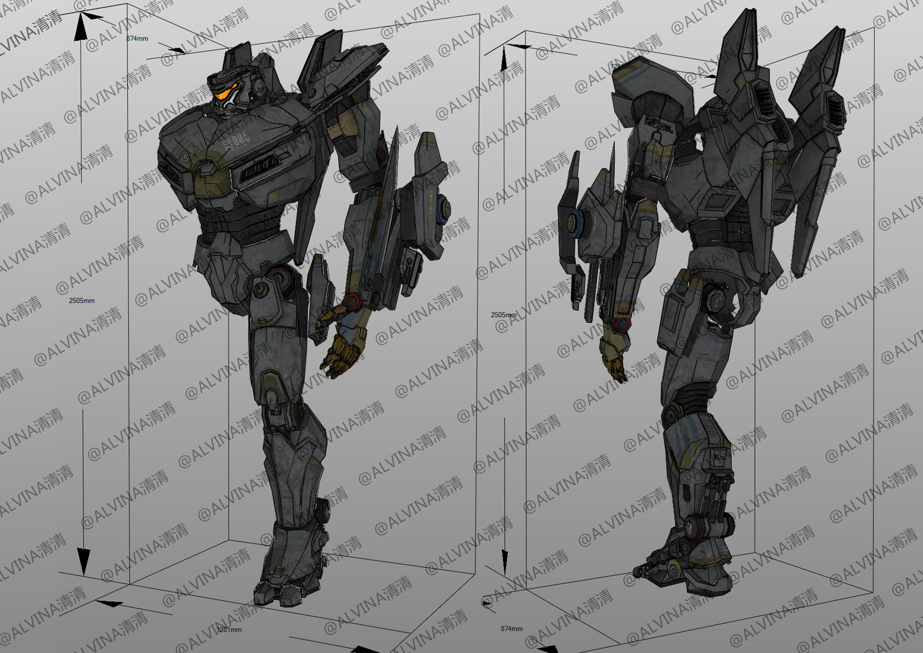 3D model Pacific Rim Striker Eureka Armor - DIY Cosplay Pepakura Foam ...