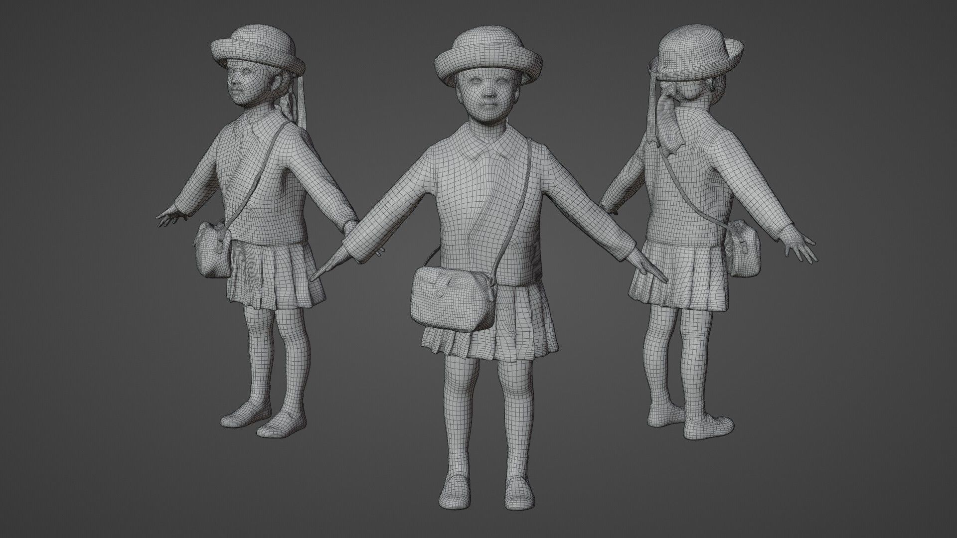 3D model Asian student girl-247 Emi VR / AR / low-poly | CGTrader