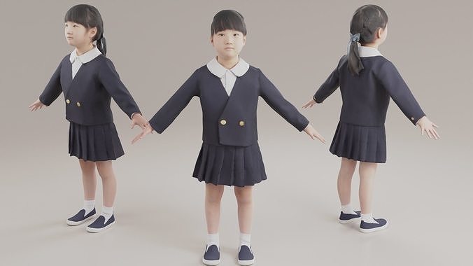3D model Asian student girl-247 Emi VR / AR / low-poly | CGTrader