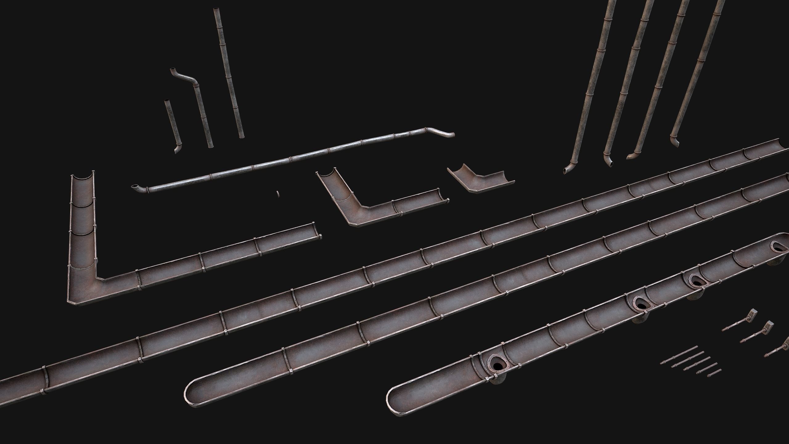 3D model Gutter System Medieval Roof VR / AR / low-poly | CGTrader