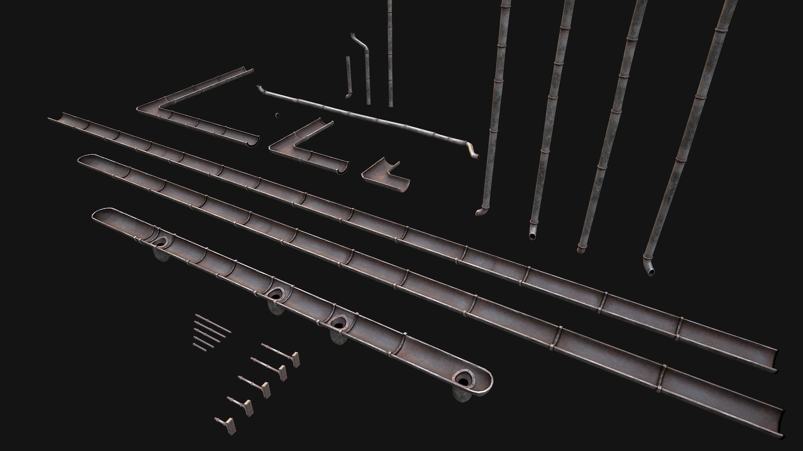 3D model Gutter System Medieval Roof VR / AR / low-poly | CGTrader