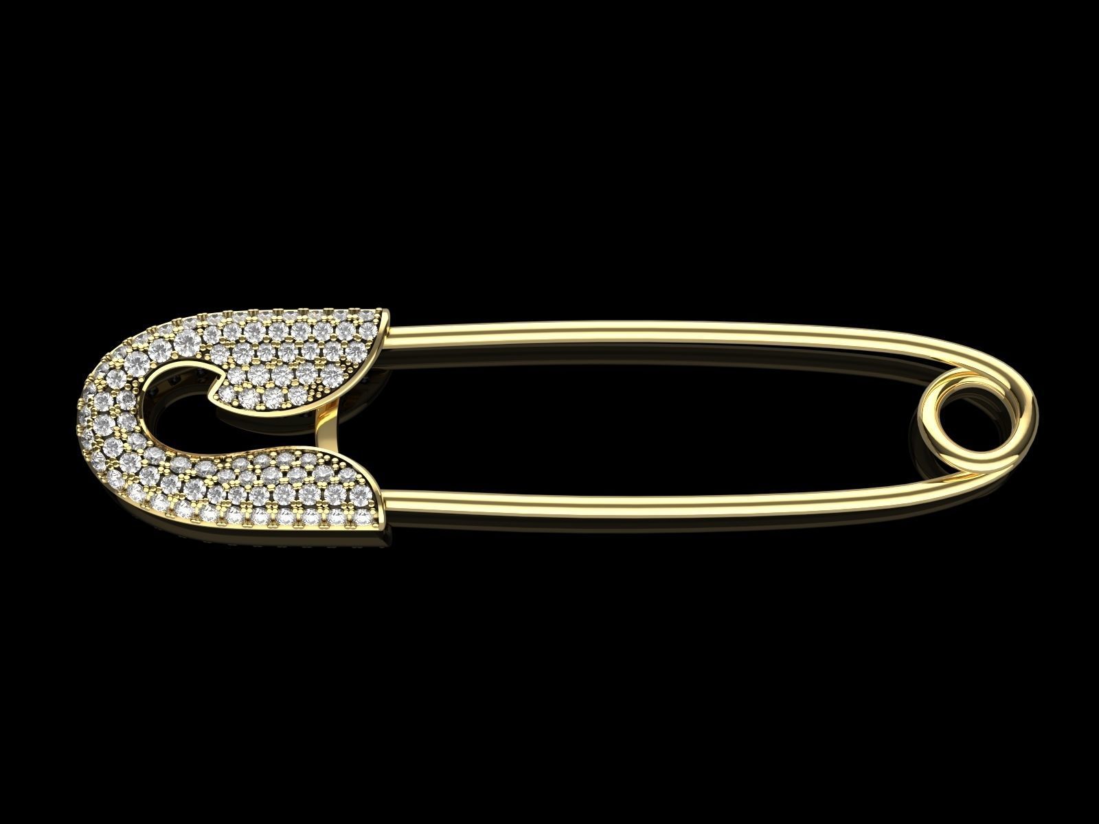 Diamond Safety Pin Brooch English Gold Pin 3D model 3D printable | CGTrader