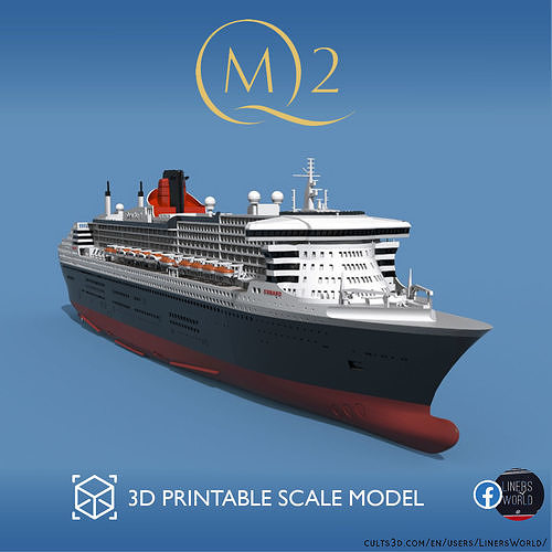 RMS Queen Mary 2 QM2 ocean liner 3D print ready model 3D model 3D ...