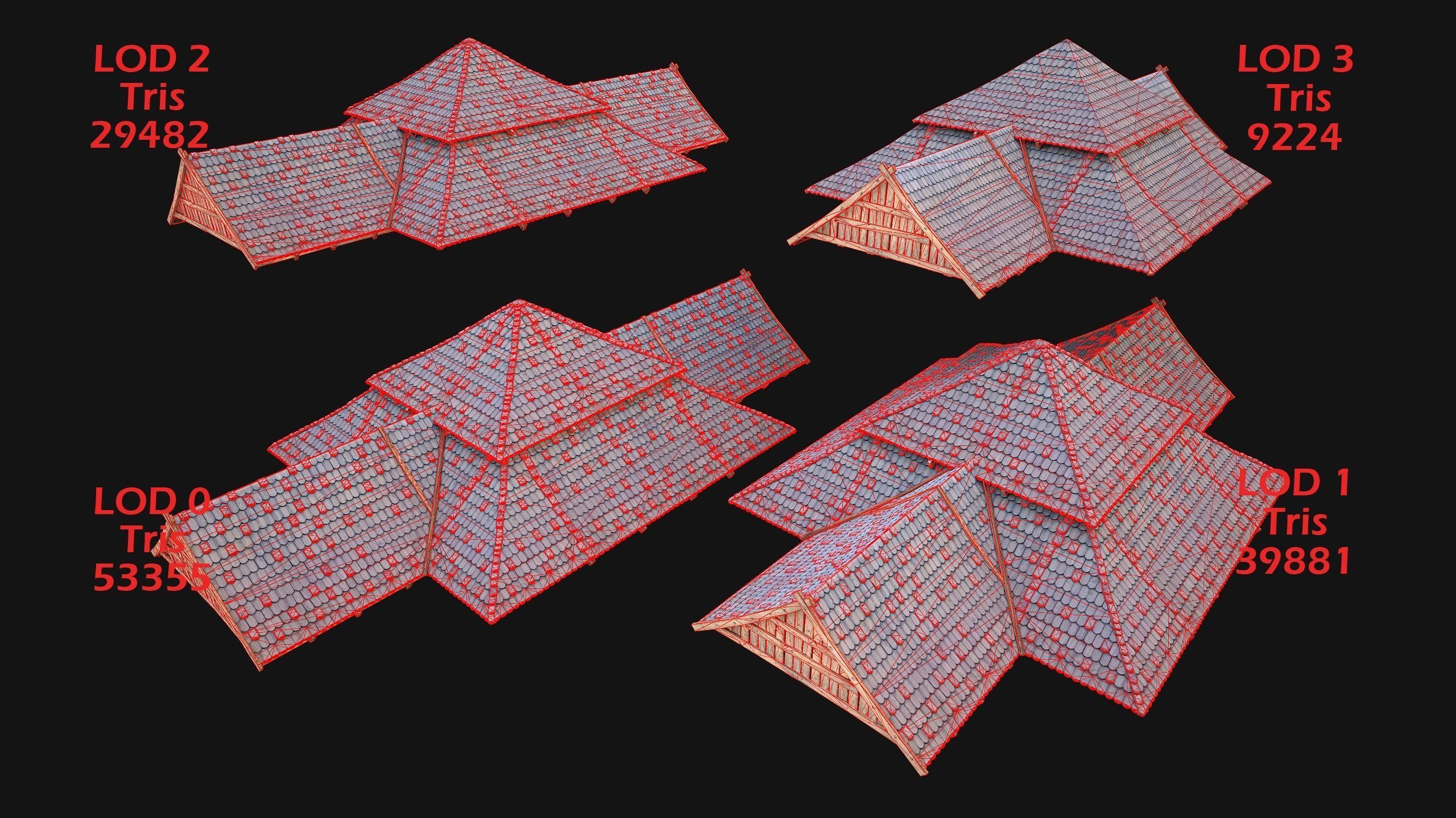 3D model Roof Set Medieval City Pack VR / AR / low-poly | CGTrader