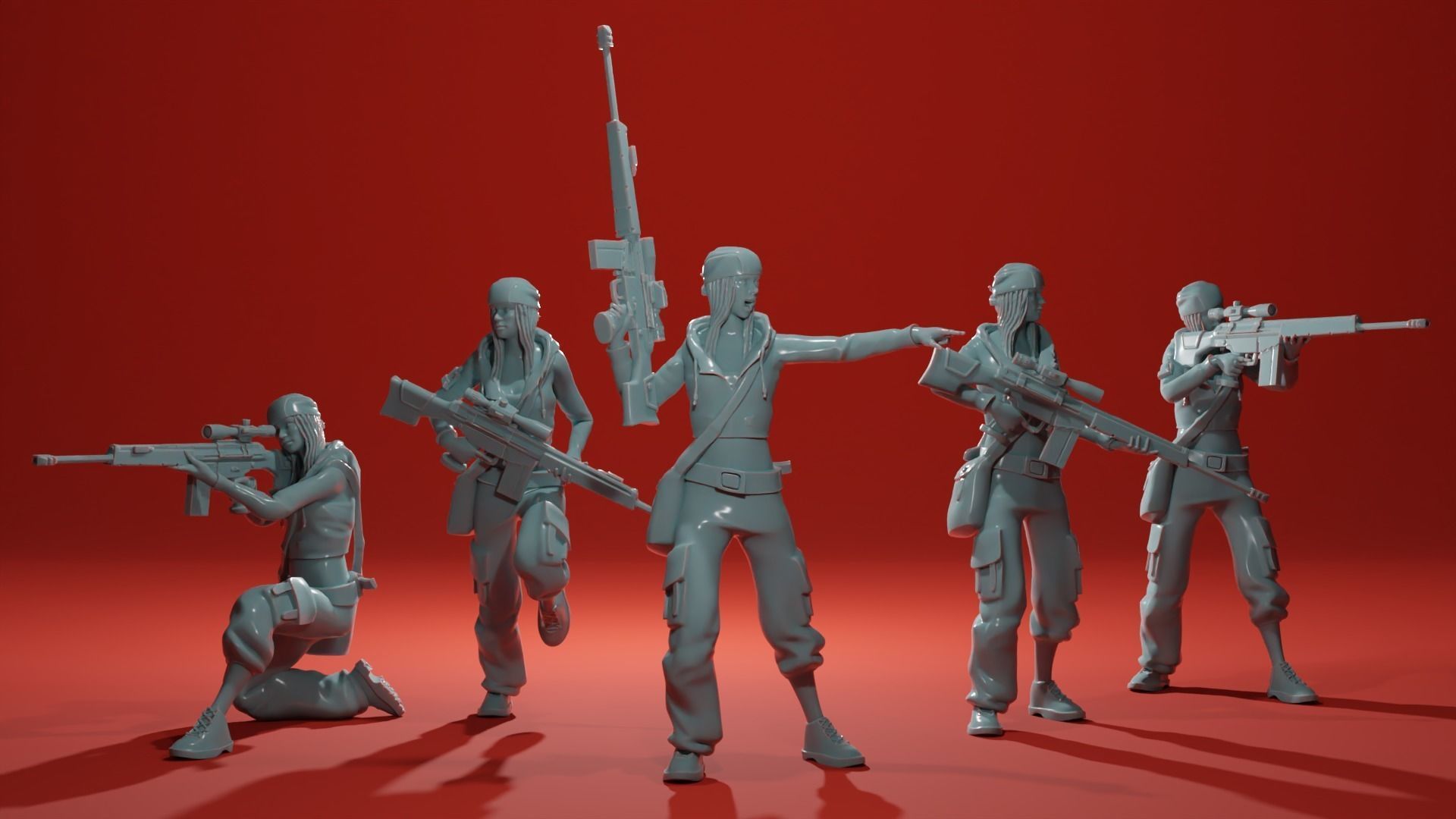 Militia Marksman Lady - Female Sniper Squad 3D model 3D printable ...