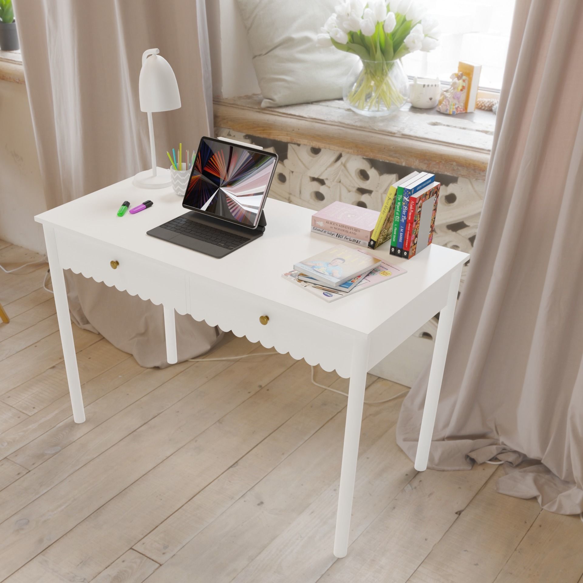 Kid Desk MOCKA Maisie Scalloped 3D model | CGTrader