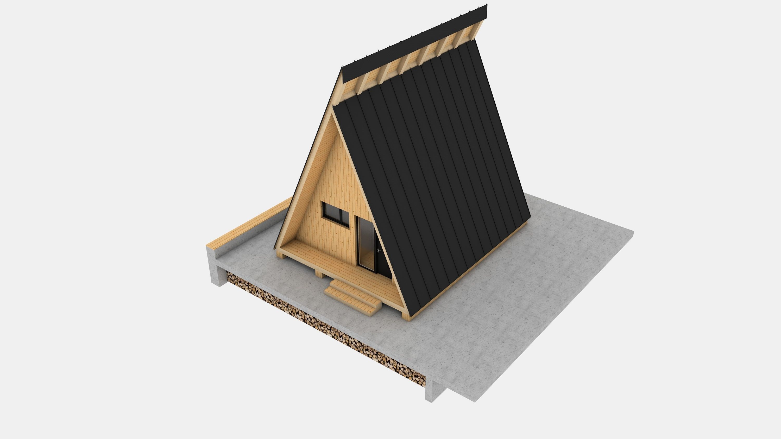 Aframe cabin Montana 3D model | CGTrader