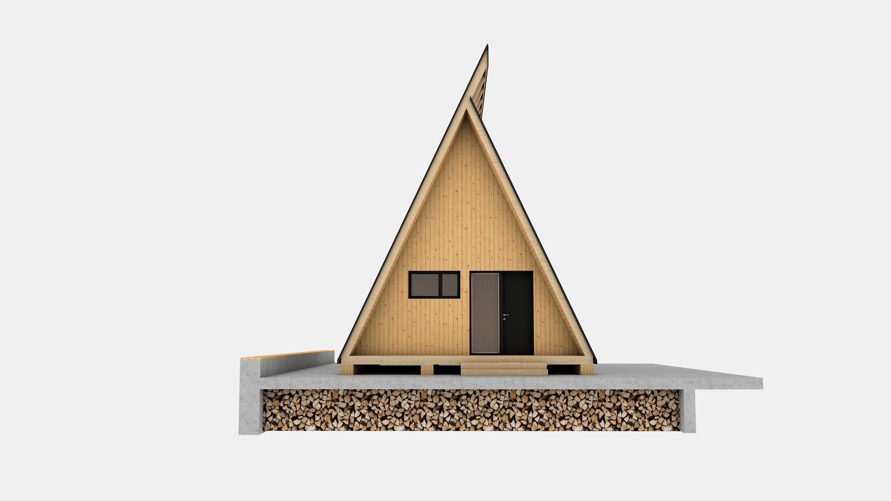 Aframe cabin Montana 3D model | CGTrader
