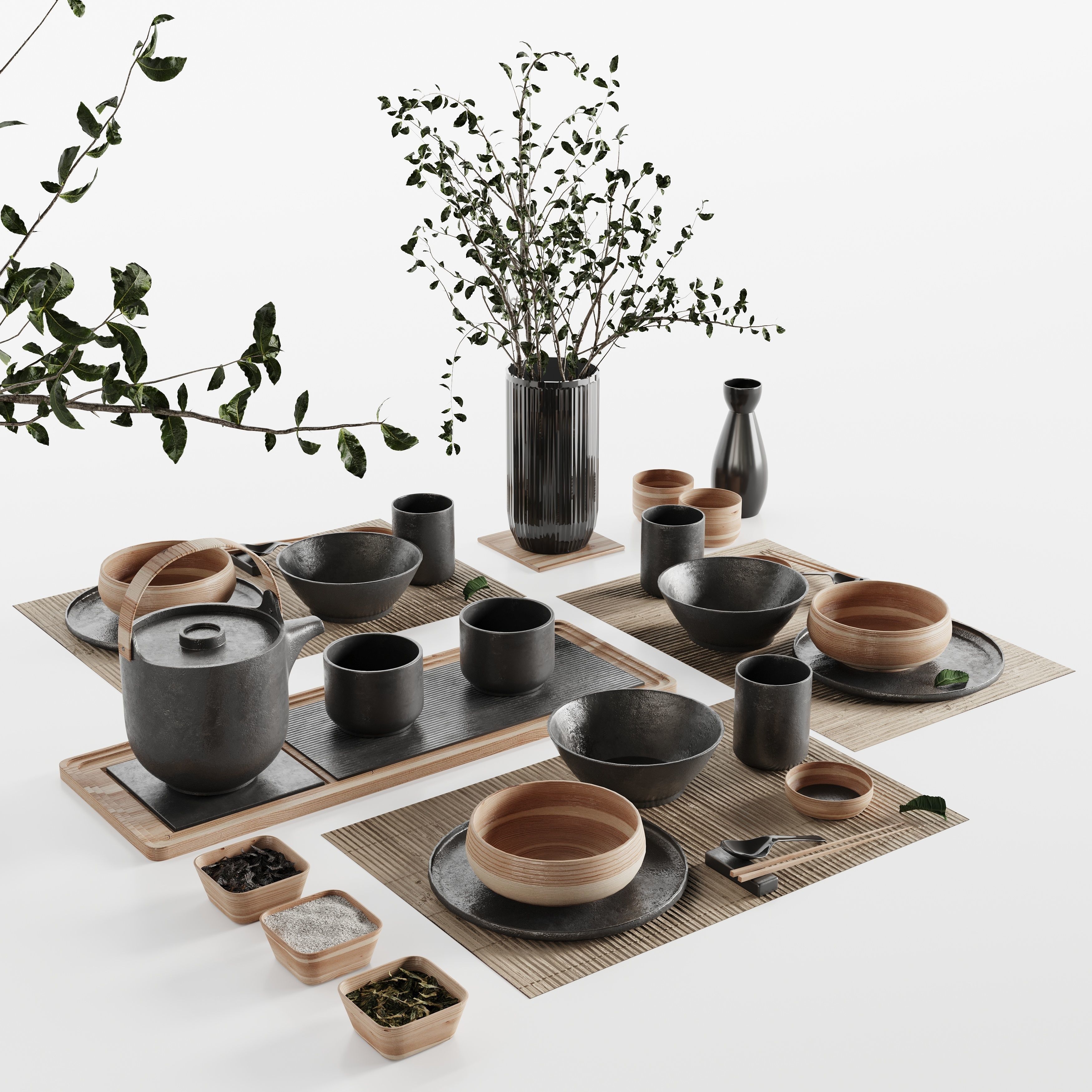 Japanese tableware set 20 3D model | CGTrader