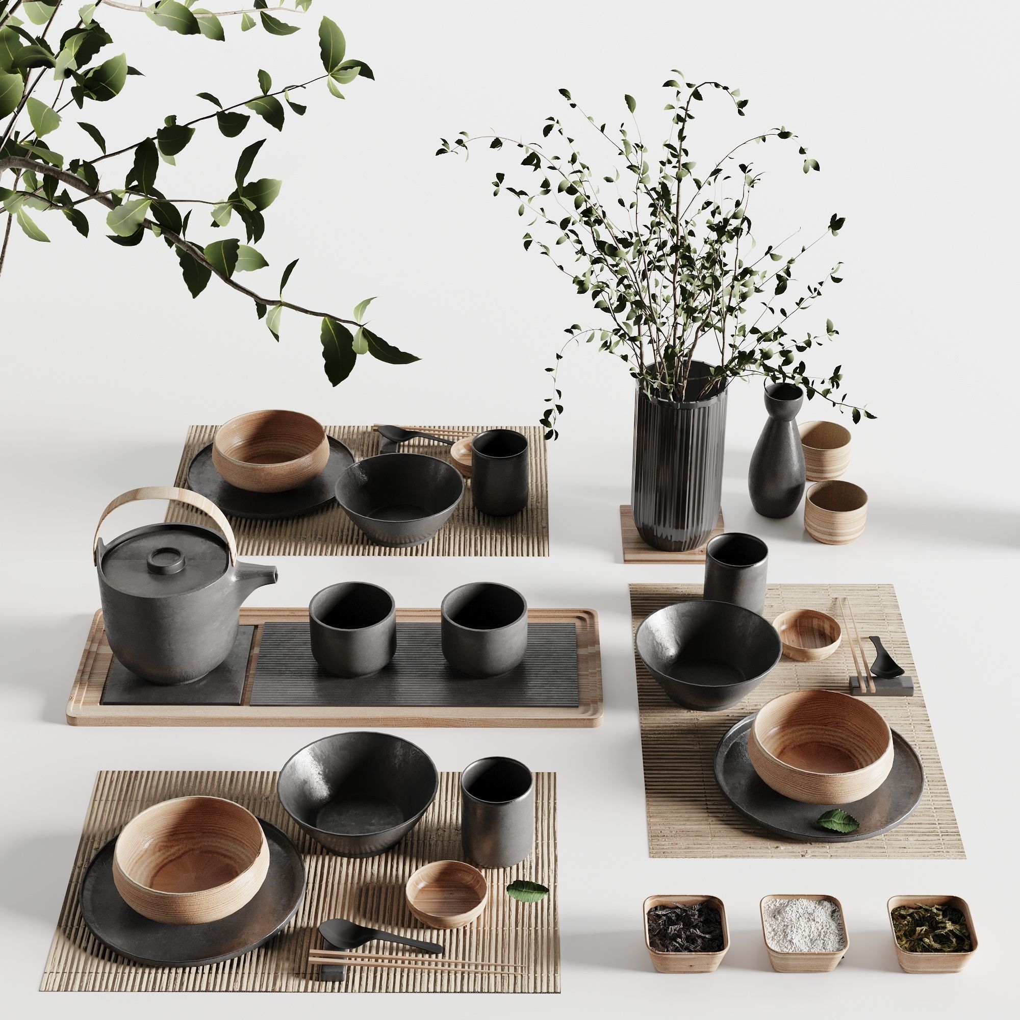 Japanese tableware set 20 3D model | CGTrader