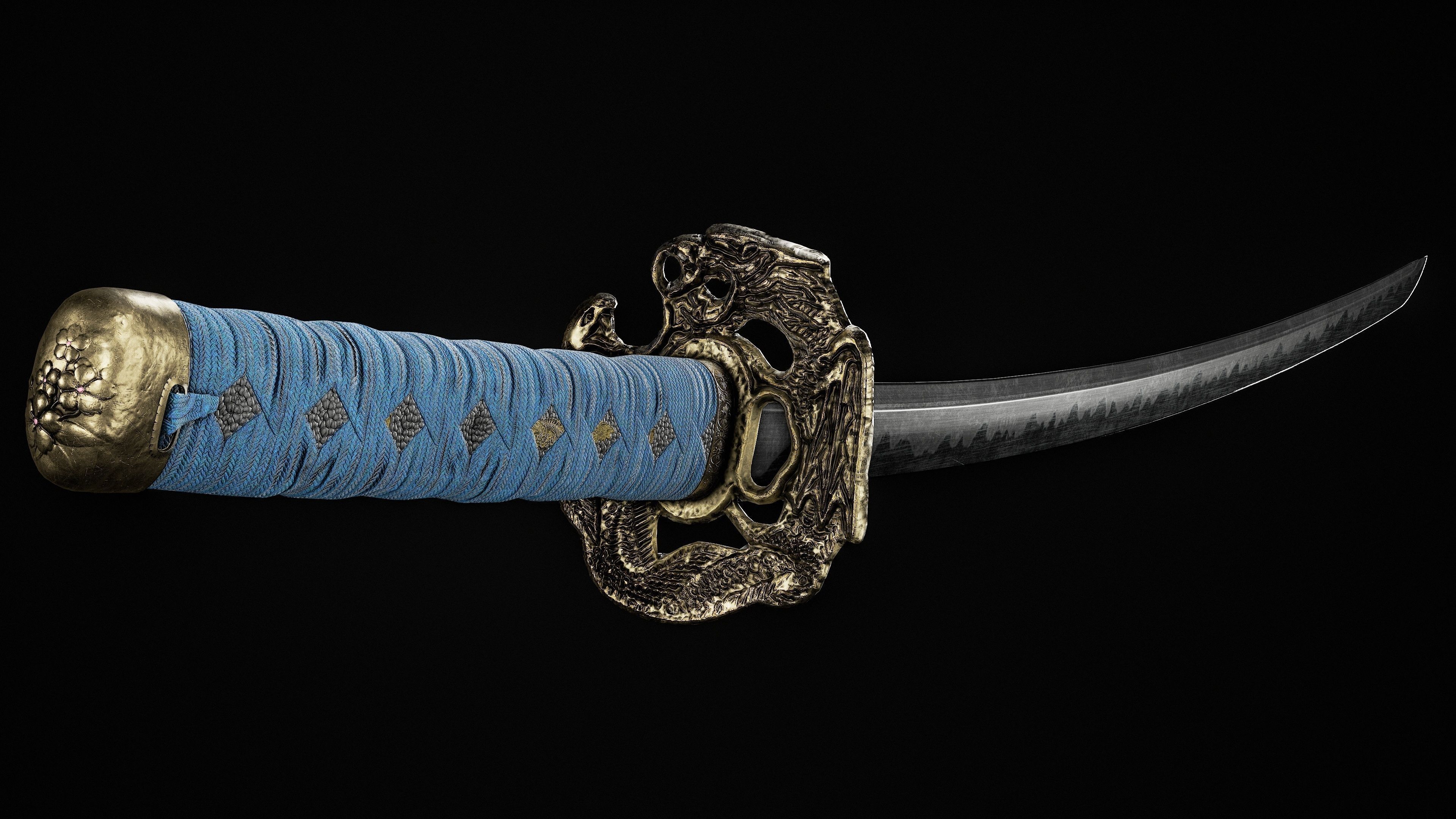 3D model Japanese Blue Dragon Katana VR / AR / low-poly | CGTrader