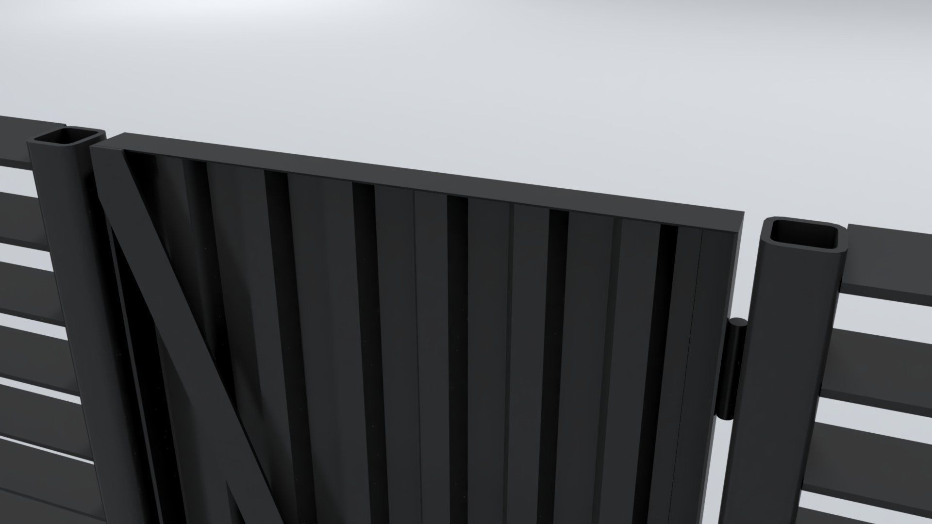 3D model Metal Corrugated Gate with Fence panels VR / AR / low-poly ...