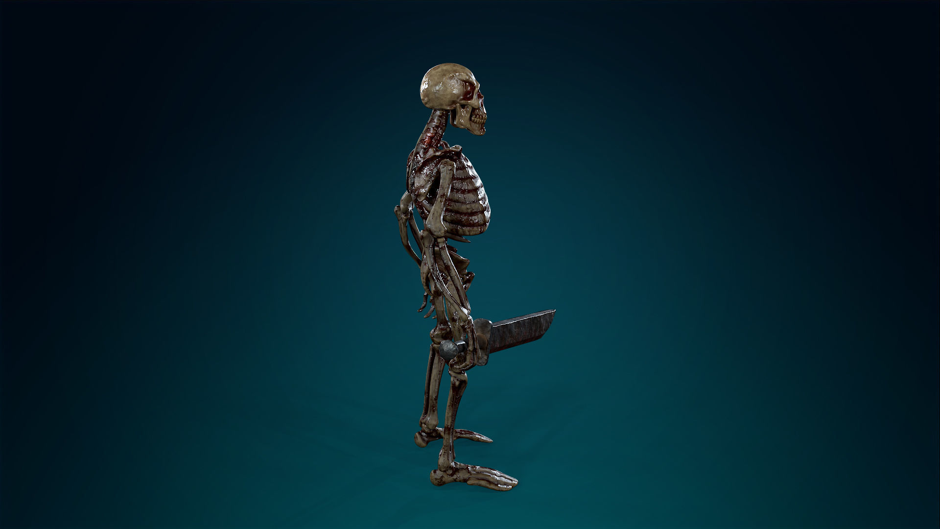 3D model Skeleton Undead Warrior Bloody - Lowpoly - Game Ready VR / AR ...