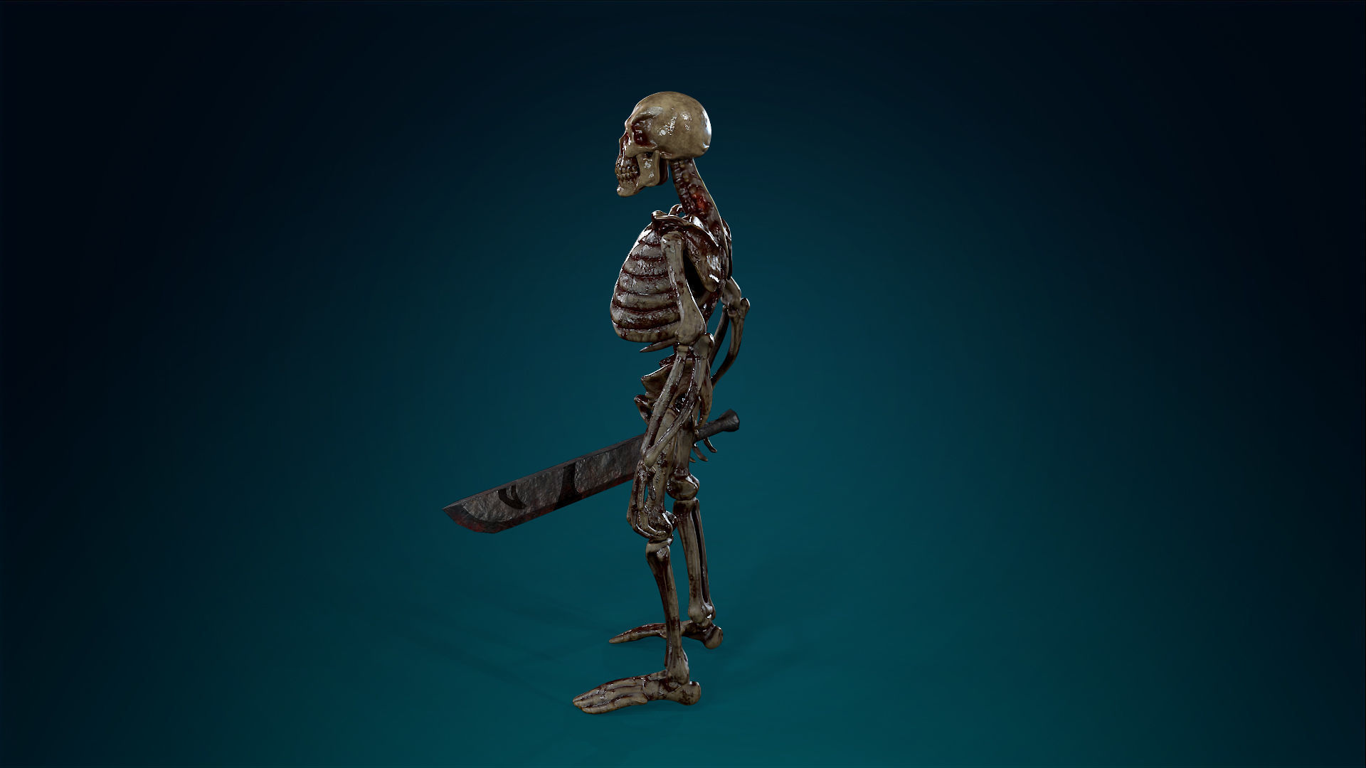 3D model Skeleton Undead Warrior Bloody - Lowpoly - Game Ready VR / AR ...