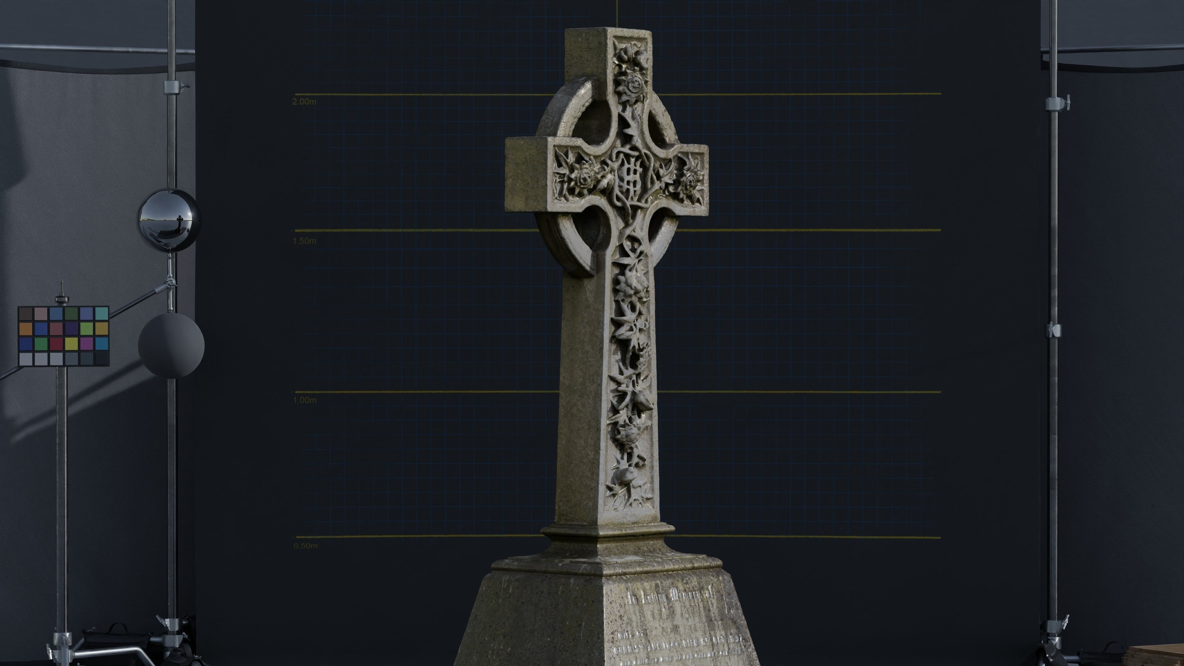 3D model Gravestone Celtic Cross Leaves Decoration VR / AR / low-poly ...