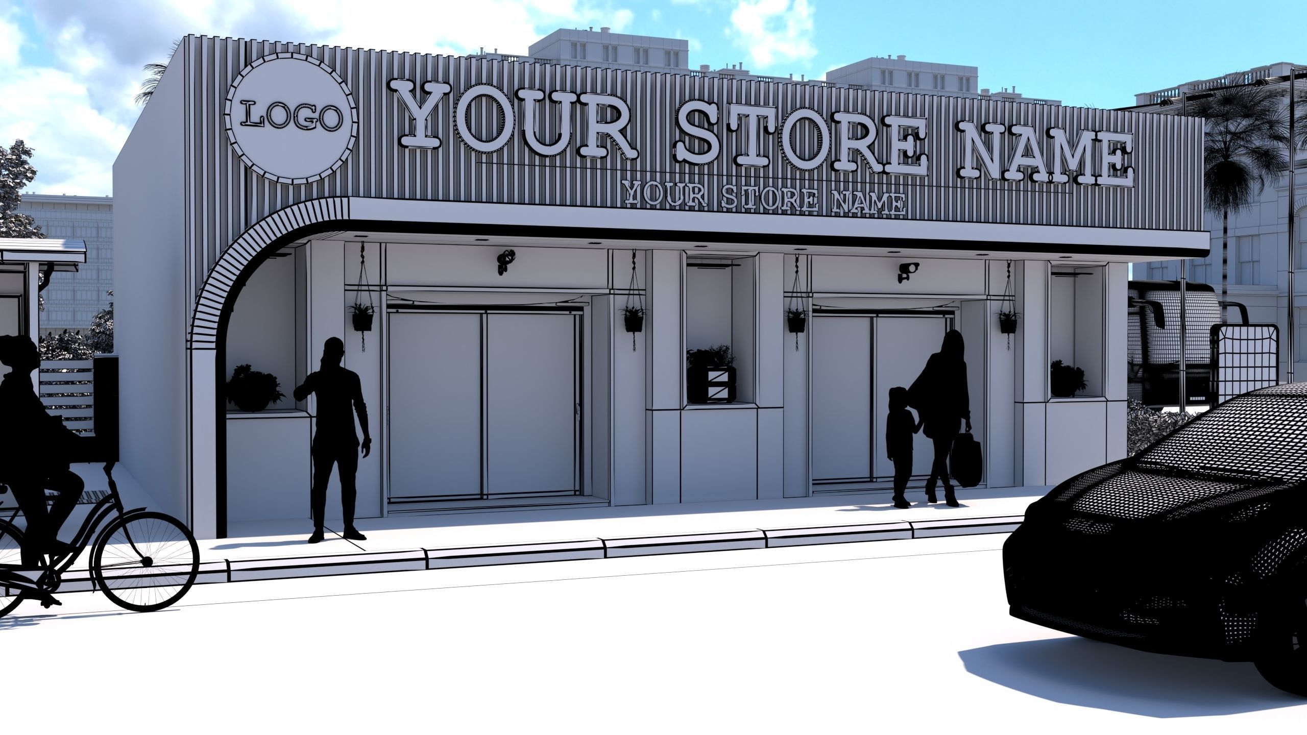 3D model Store Exterior low-poly 3D model VR / AR / low-poly | CGTrader