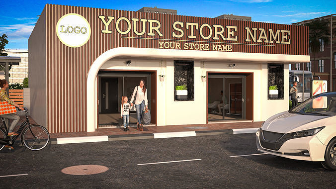 3D model Store Exterior low-poly 3D model VR / AR / low-poly | CGTrader