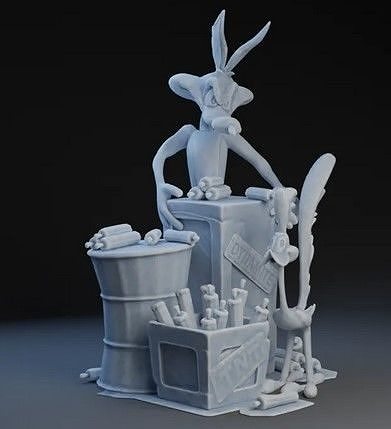 Wile Coyote and the Road Runner with Explosives 3D model 3D printable ...