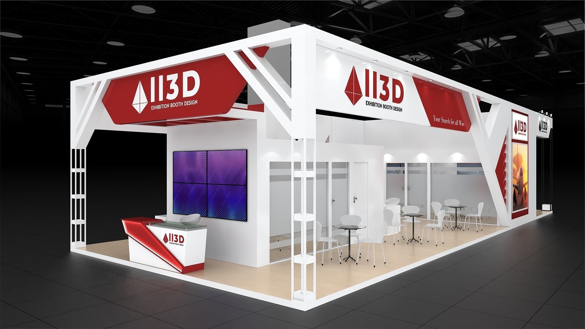 Exhibition Stand Stall Four Side Open 17X6 3D model | CGTrader