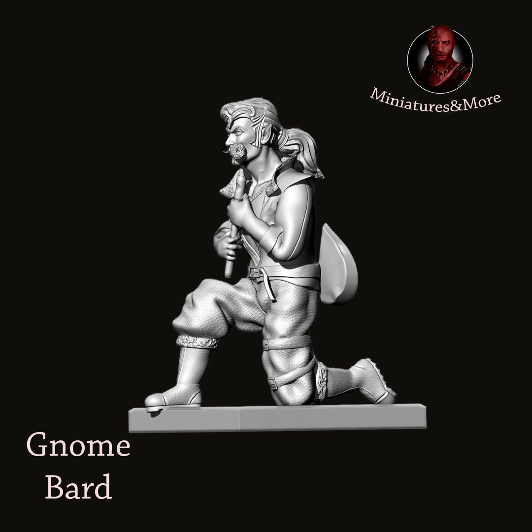 Miniature Gnome Bard 3D model 3D printable | CGTrader