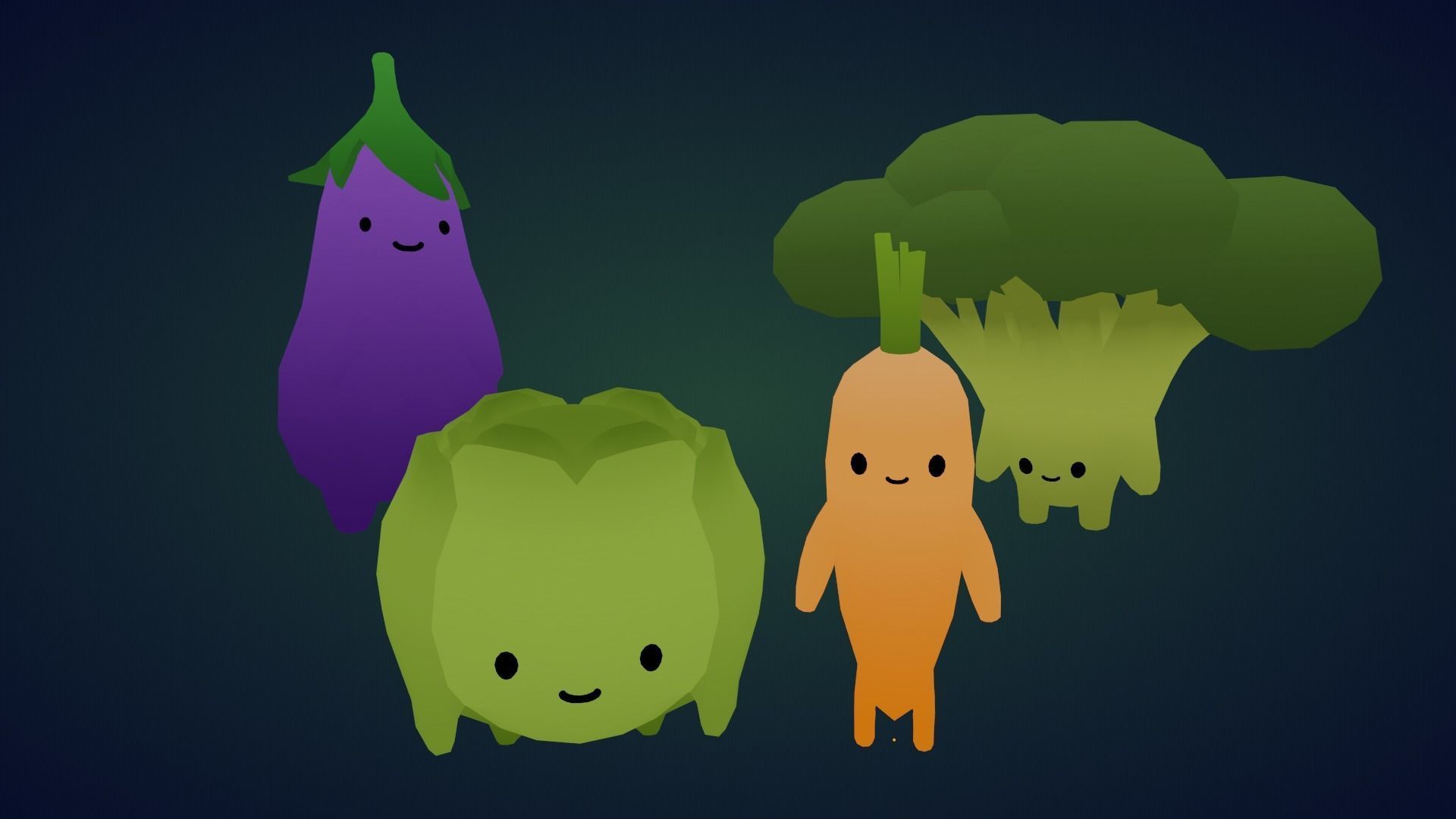 3D model Cute Veggie Friends - low poly VR / AR / low-poly | CGTrader