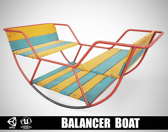 3D model Painted Playground Balancer Boat VR / AR / low-poly | CGTrader