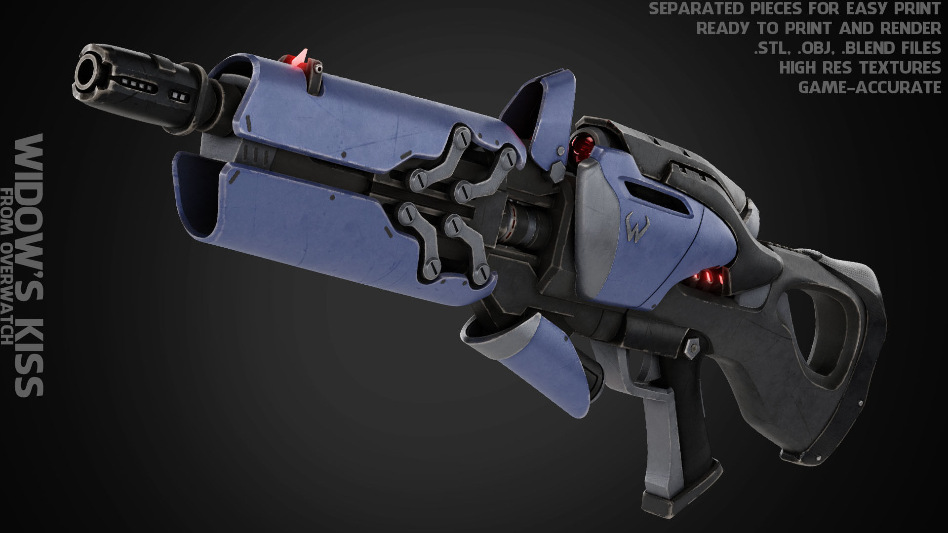 Overwatch Widowmaker Widow Kiss Gun for Cosplay 3D model 3D printable ...
