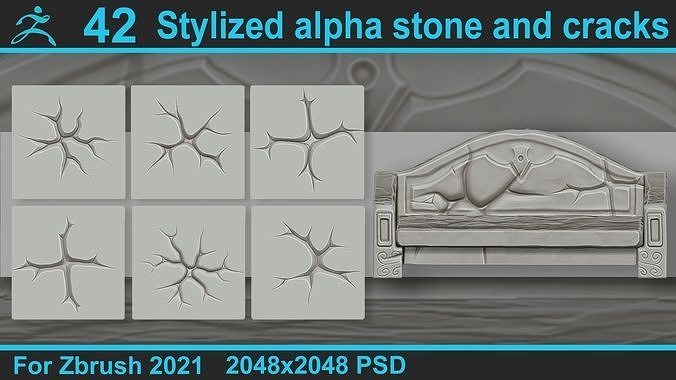 Stylized alpha stone and cracks 3D model | CGTrader
