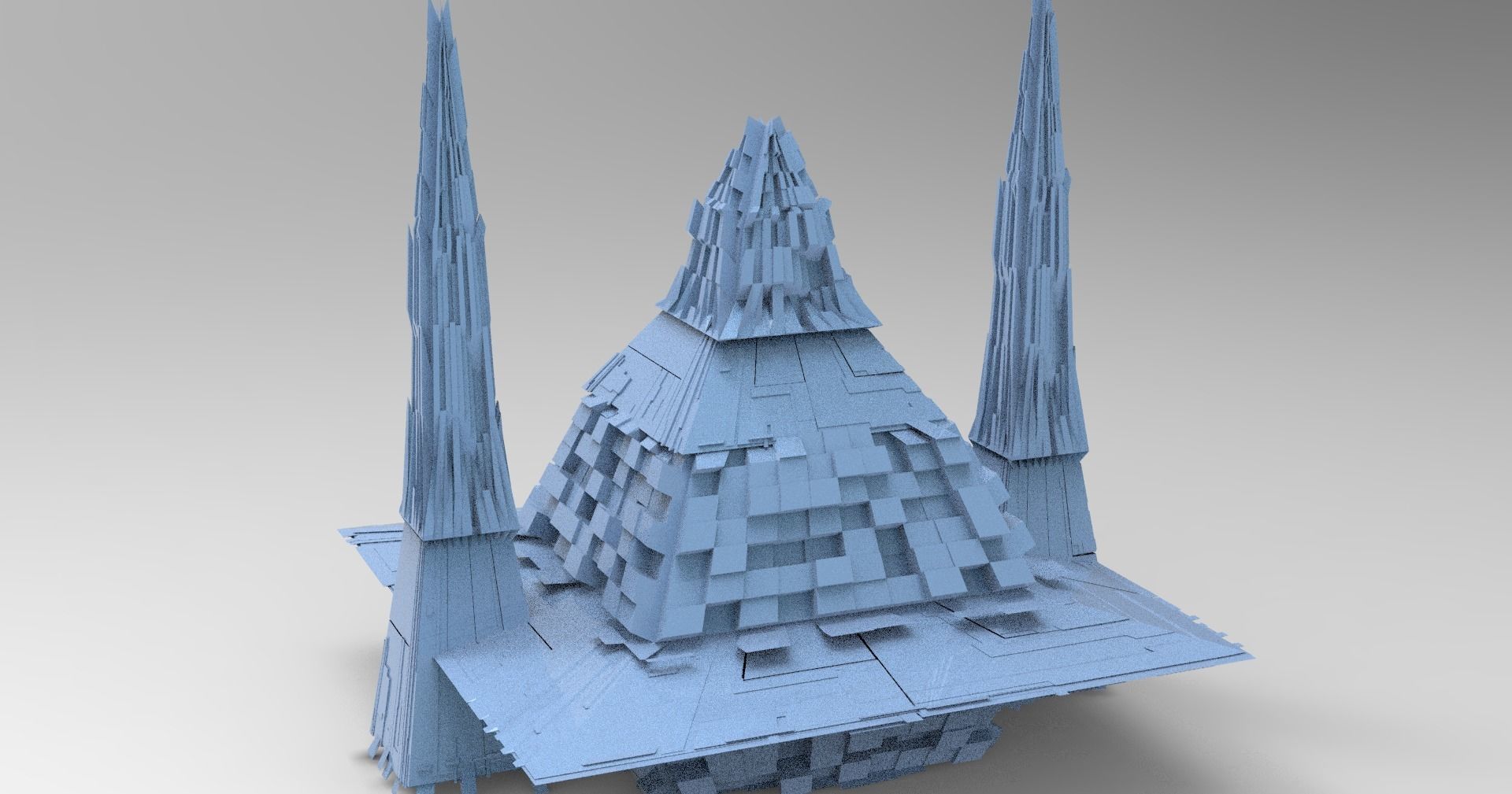 3D model Karnak Sci fi Exterior temples Molten lava pyramid VR / AR ...