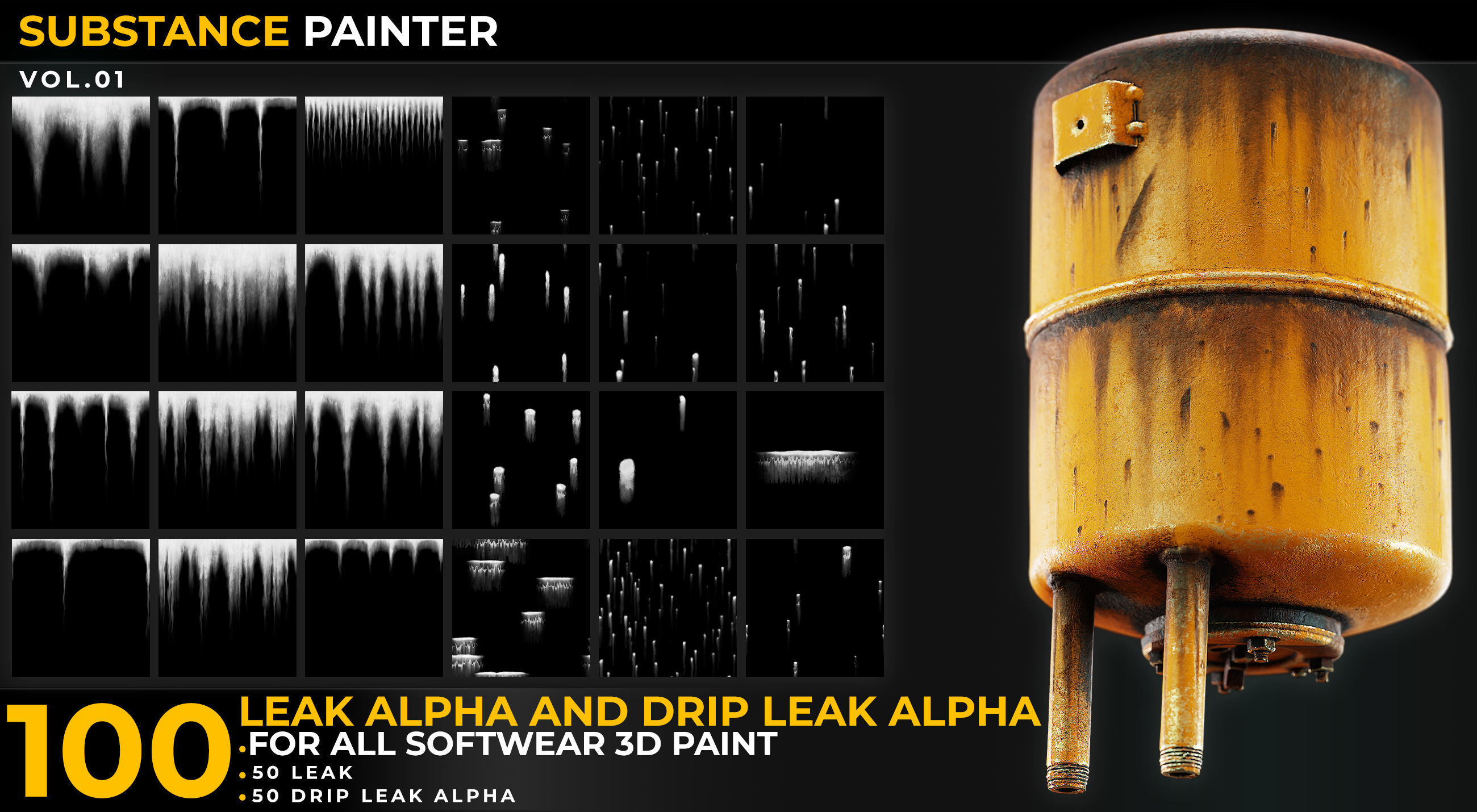 100 Leak Alpha And Drip Leak Vol 01 Texture | CGTrader