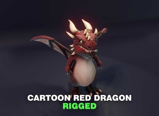 3D model Cartoon Red Dragon Rigged 3D Model VR / AR / low-poly | CGTrader