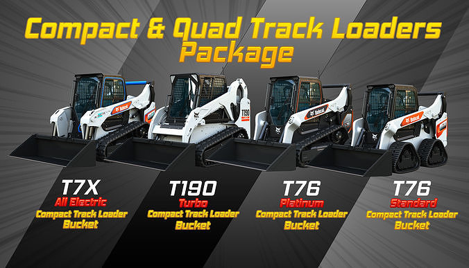 Compact and Quad Track Loaders Package - 4 Items 3D Model Collection ...
