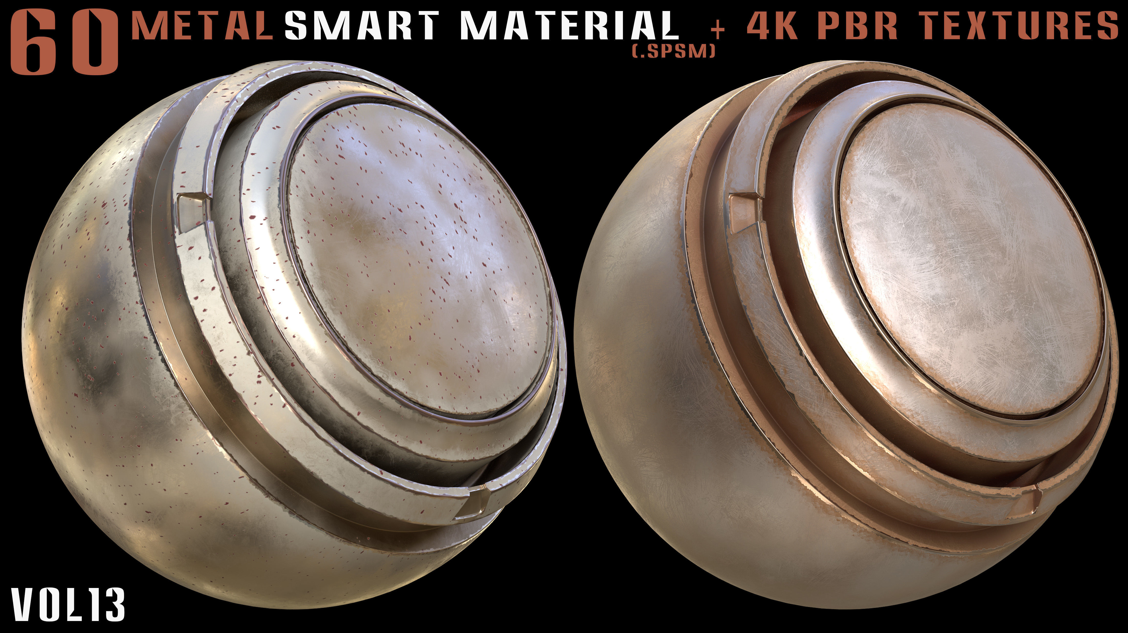 60 Metal Smart Materials and 4k PBR Textures - Vol 13 Texture | CGTrader