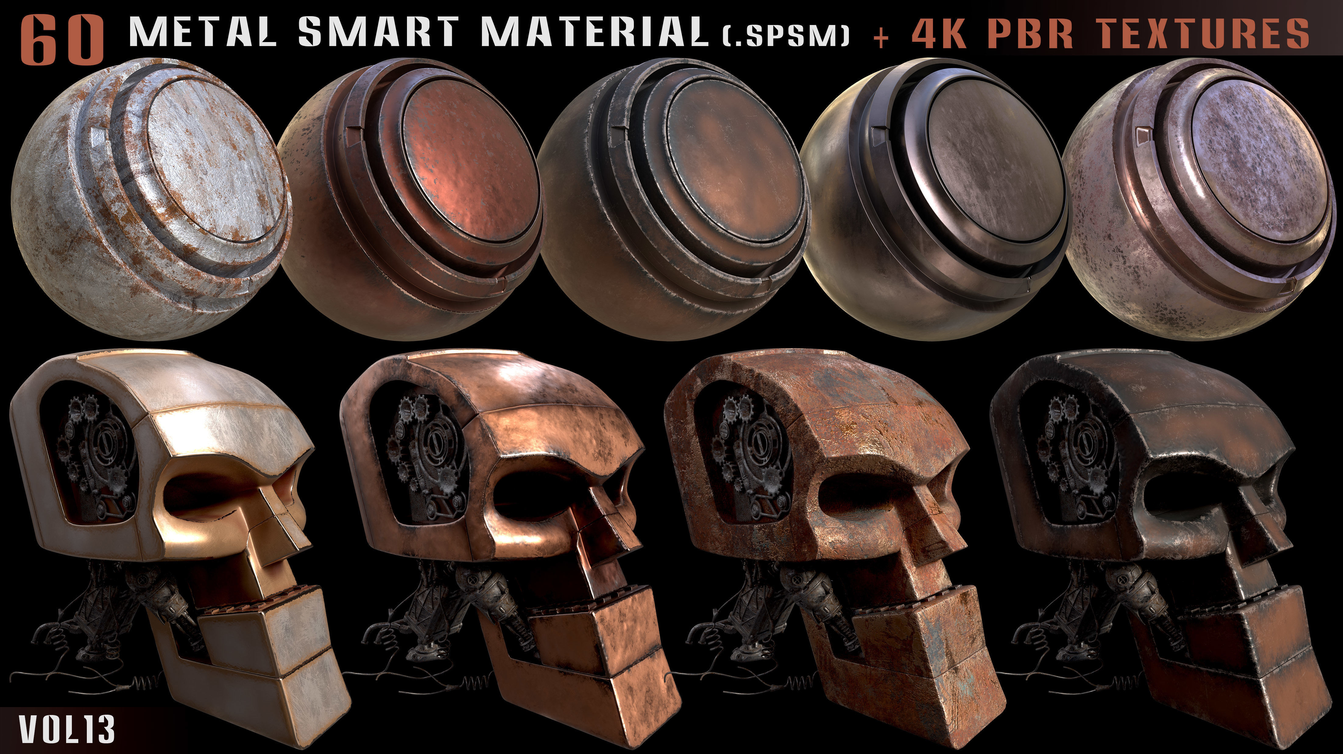 60 Metal Smart Materials and 4k PBR Textures - Vol 13 Texture | CGTrader