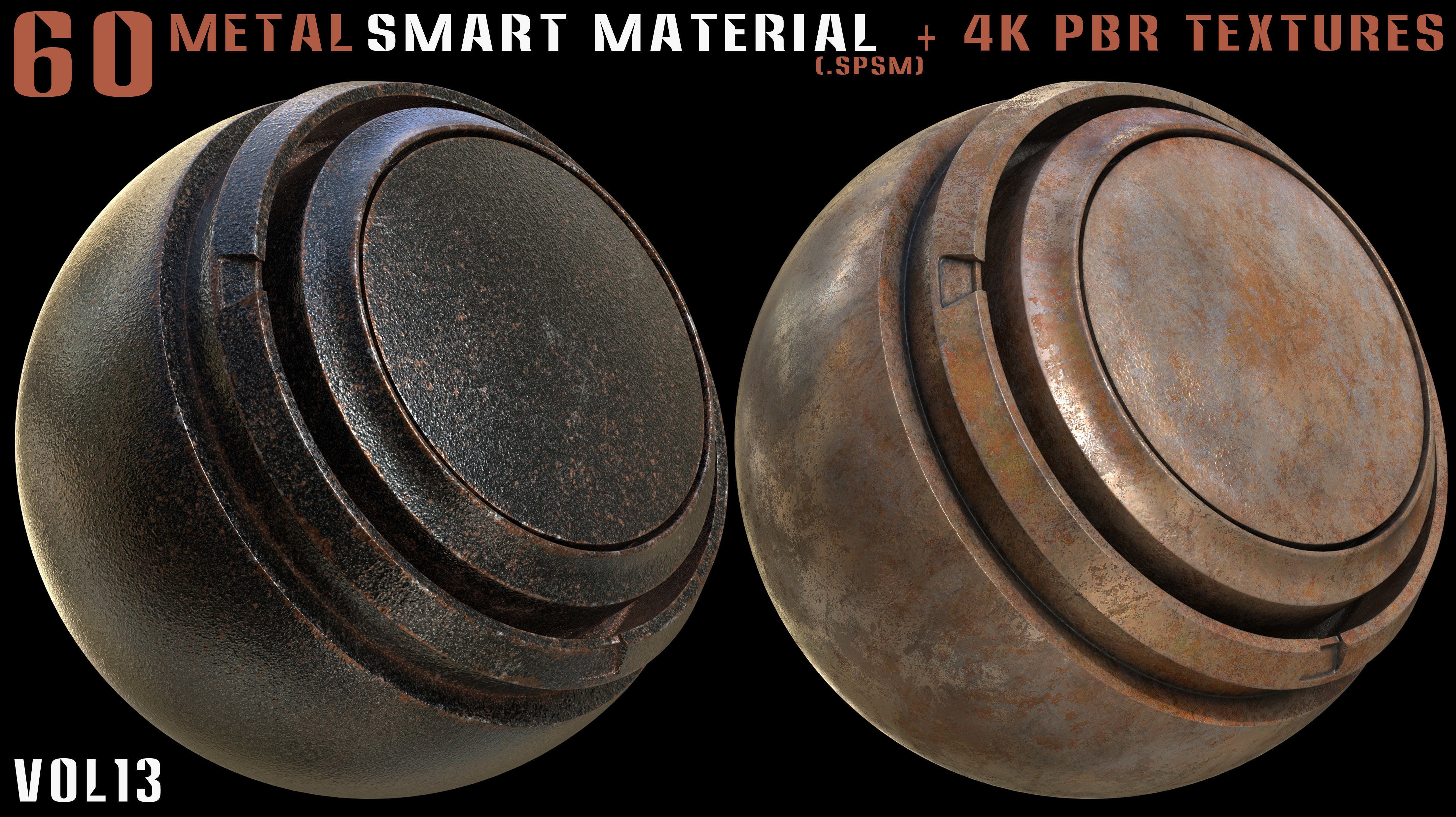 60 Metal Smart Materials and 4k PBR Textures - Vol 13 Texture | CGTrader