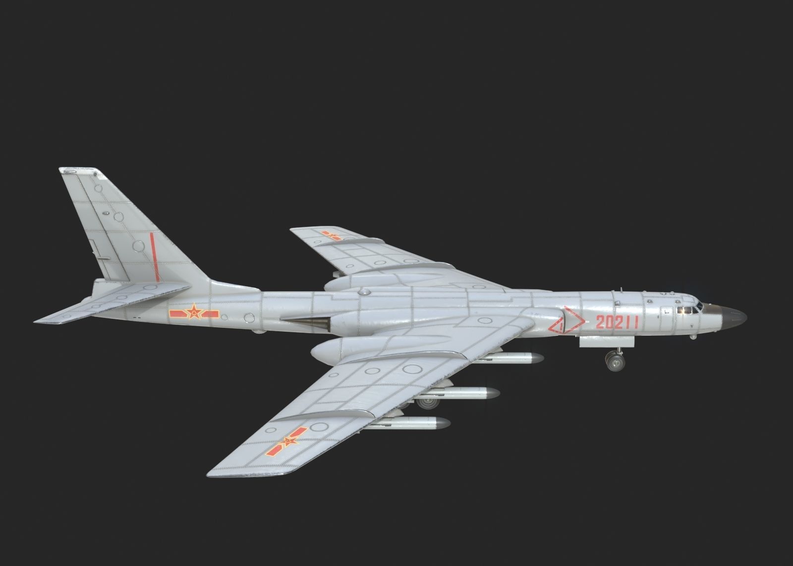 3D model Xian H-6K Strategic Bomber H6K Tu-16 Tu16 Bomber VR / AR / low ...