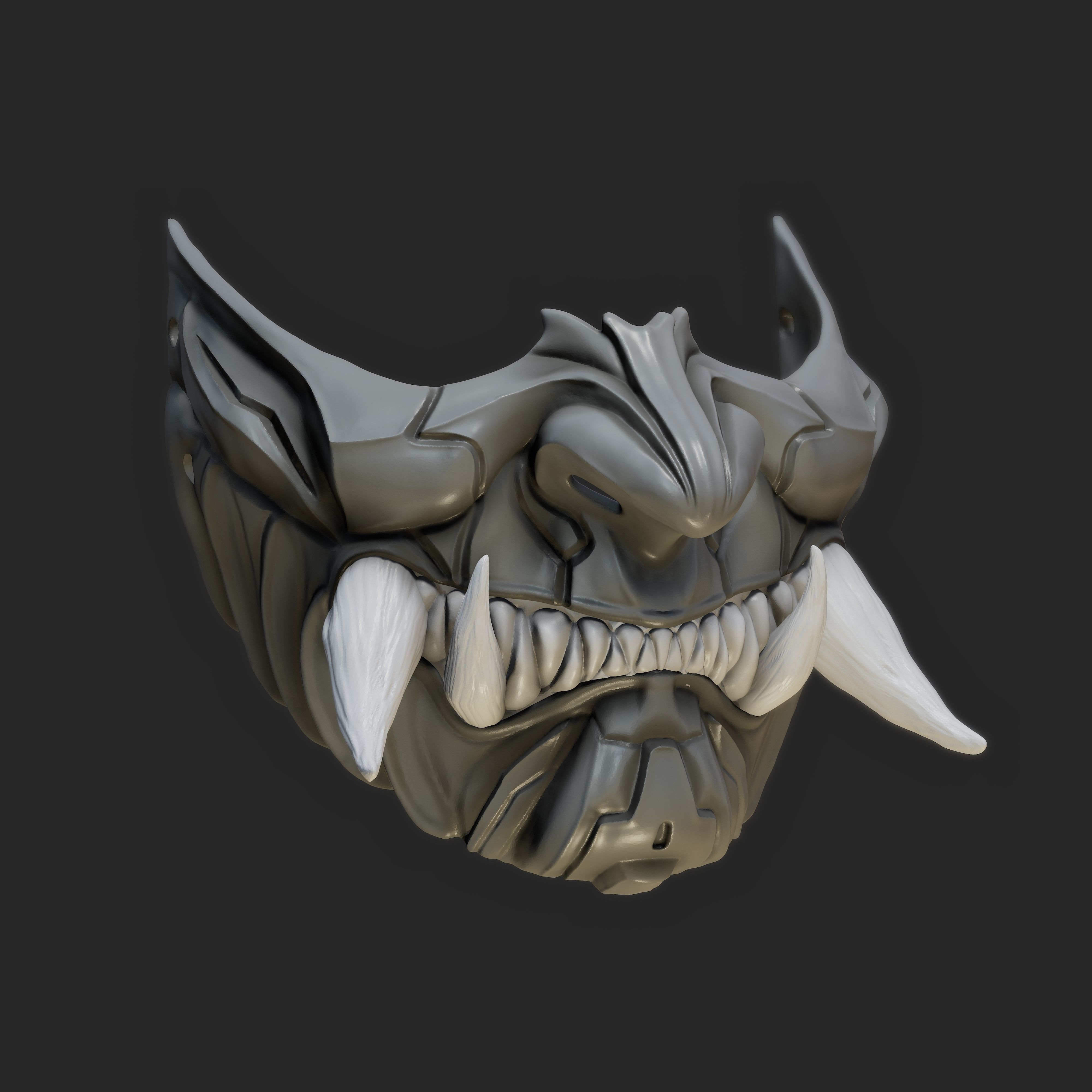 Oni Mask 16 Demon Half Face 3D print model 3D model 3D printable | CGTrader