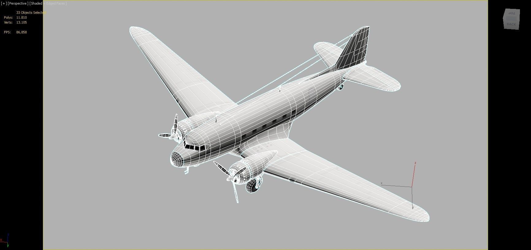 3D model Douglas DC-3 Static Low Poly Blank VR / AR / low-poly | CGTrader