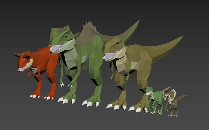 3D model Dinosaurs Lowpoly - Carnivores Pack VR / AR / low-poly | CGTrader