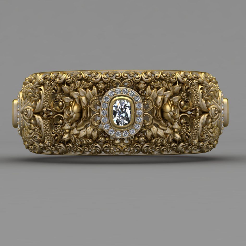 Traditional Indian Diamond Flower Bangle 3D Print Model 3D model 3D ...