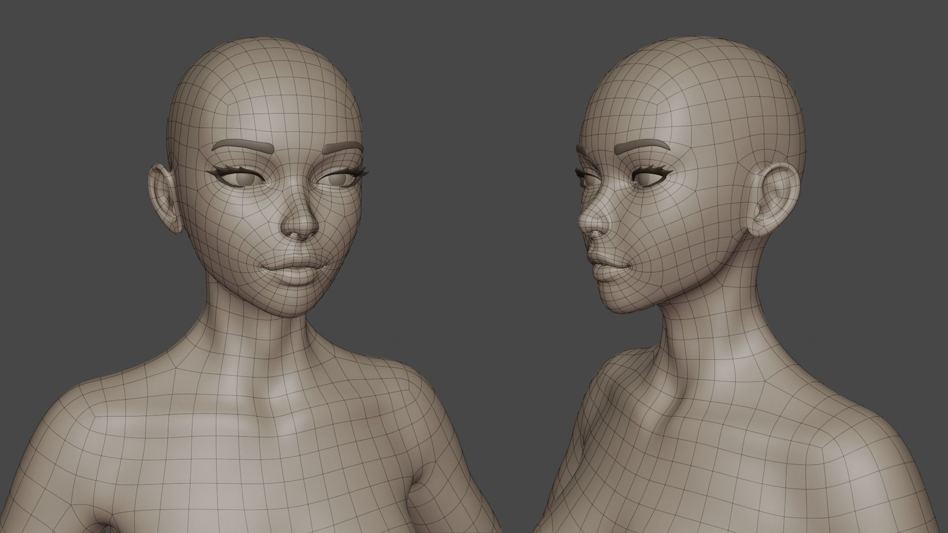 3D model Female Basemesh Stylized Character VR / AR / low-poly | CGTrader