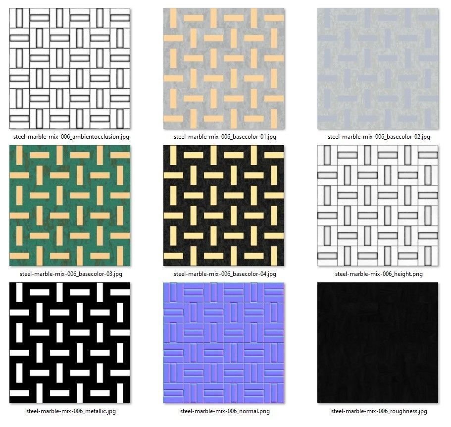 steel and marble tile PBR texture 006 Texture | CGTrader