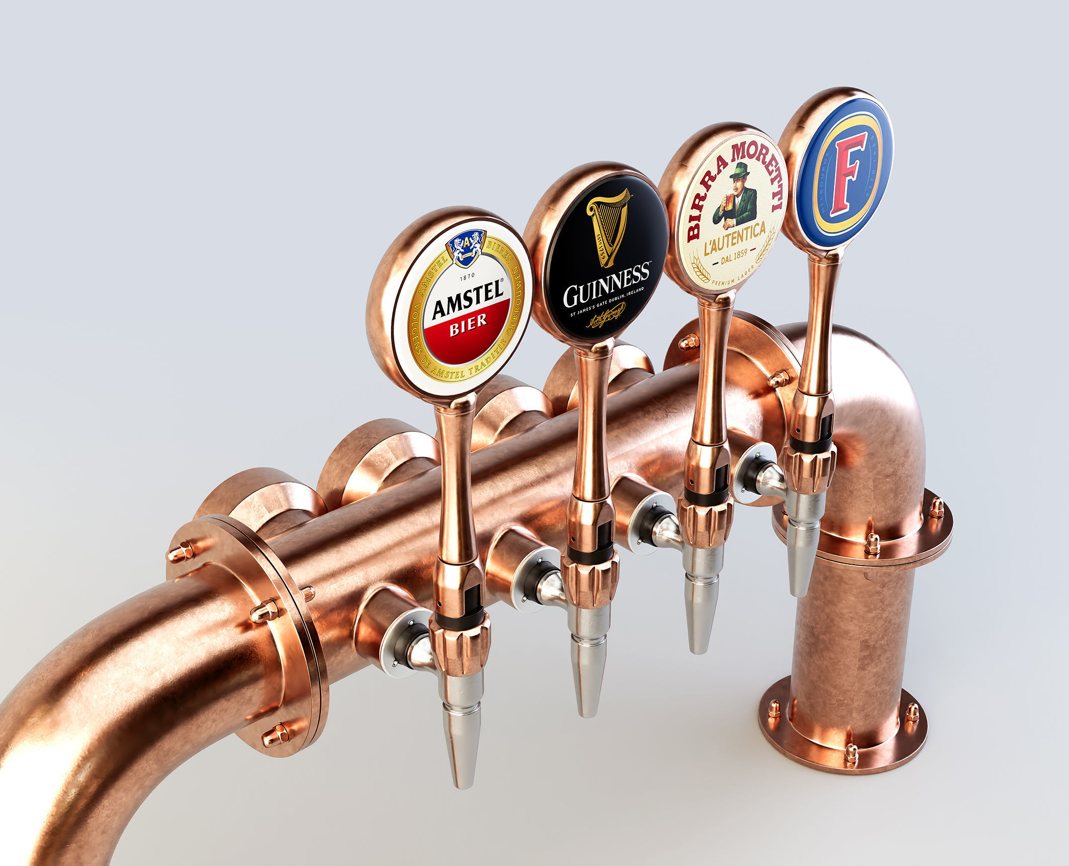 Copper Multi Beer Draught Tap 3D model | CGTrader