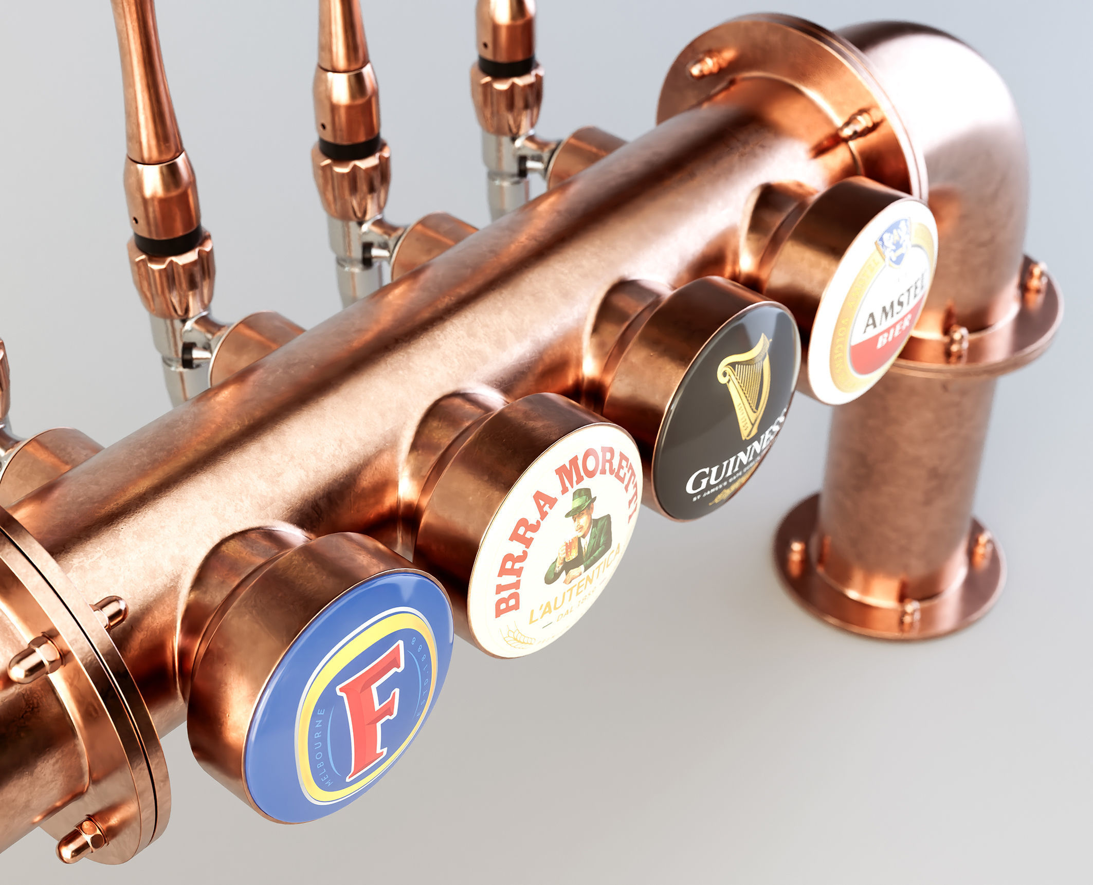 Copper Multi Beer Draught Tap 3D model | CGTrader
