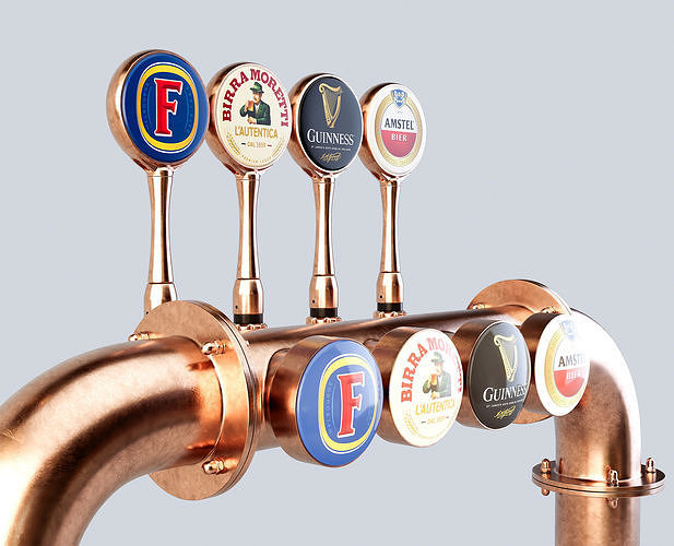 Copper Multi Beer Draught Tap 3D model | CGTrader