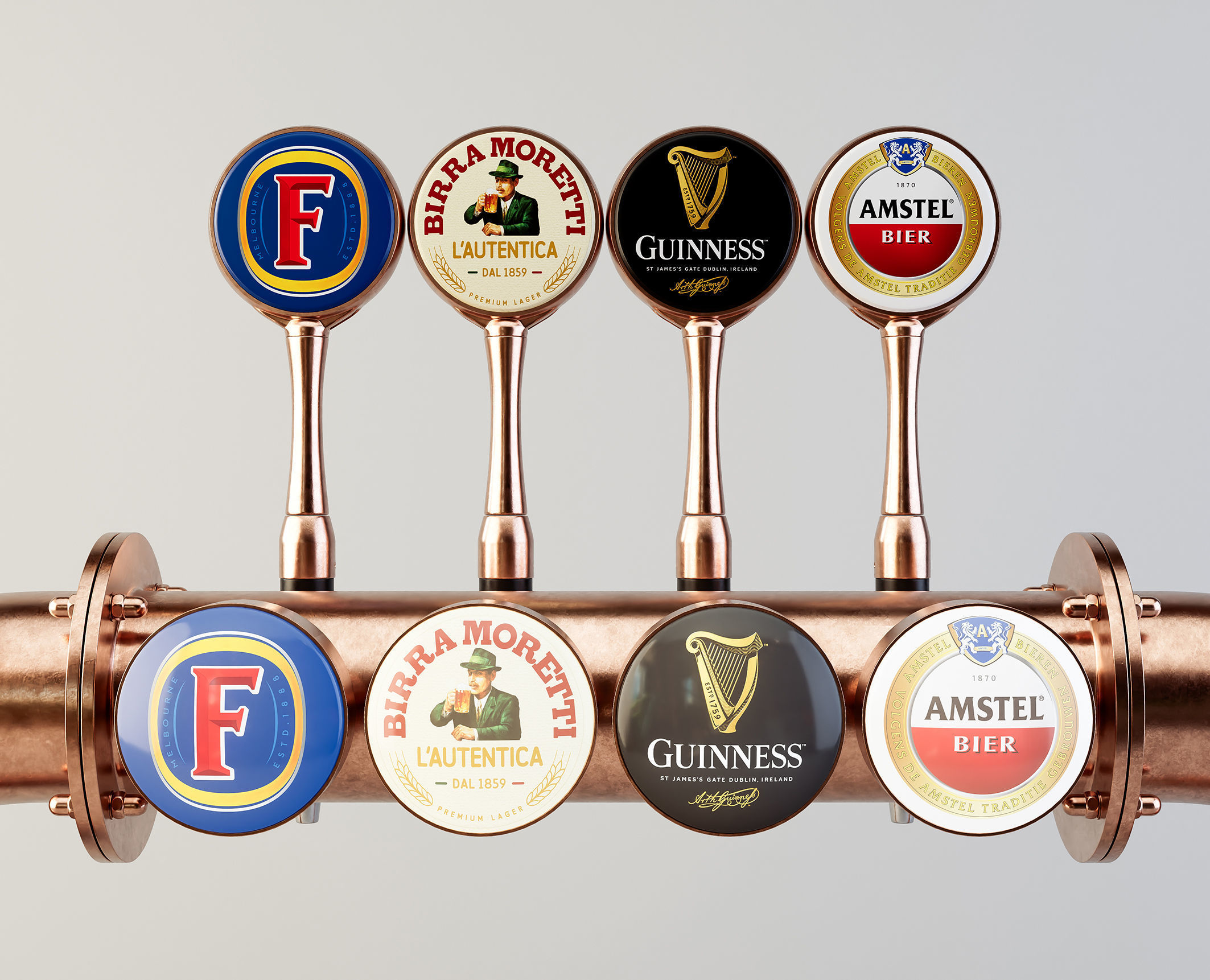 Copper Multi Beer Draught Tap 3D model | CGTrader